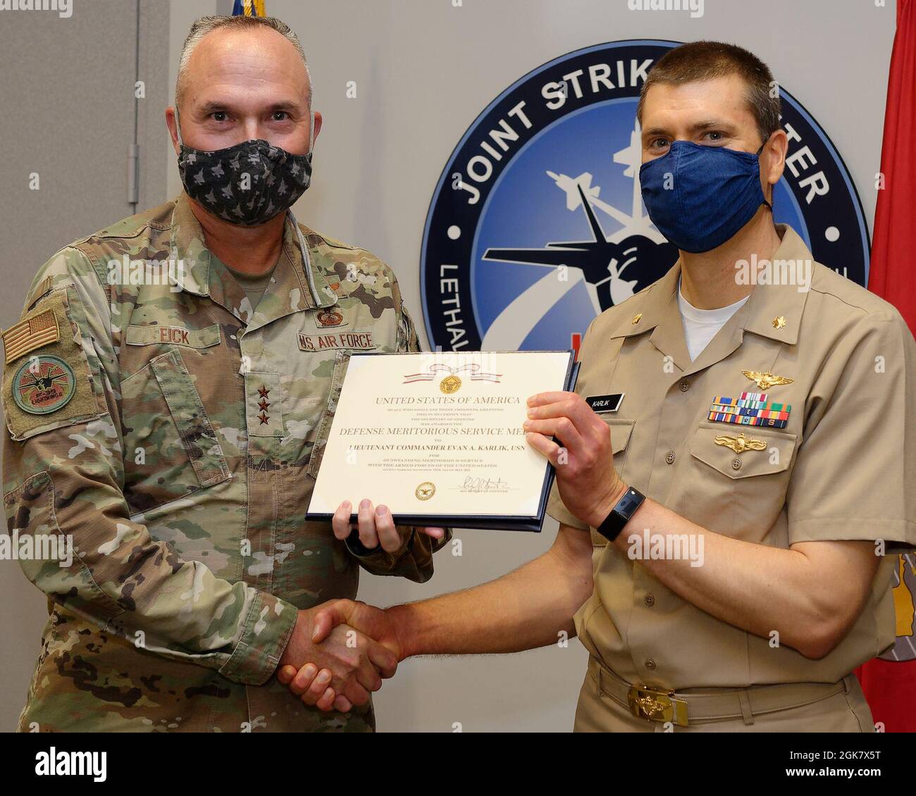 Lt. Gen. Eric Fick, F-35 Joint Program Executive Officer, poses with Lt ...