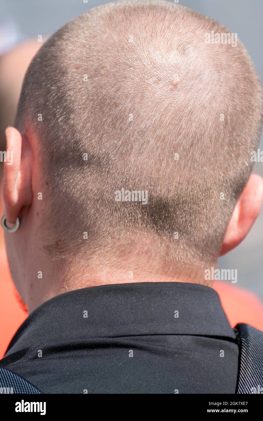 Round head of an adult male from behind Stock Photo - Alamy