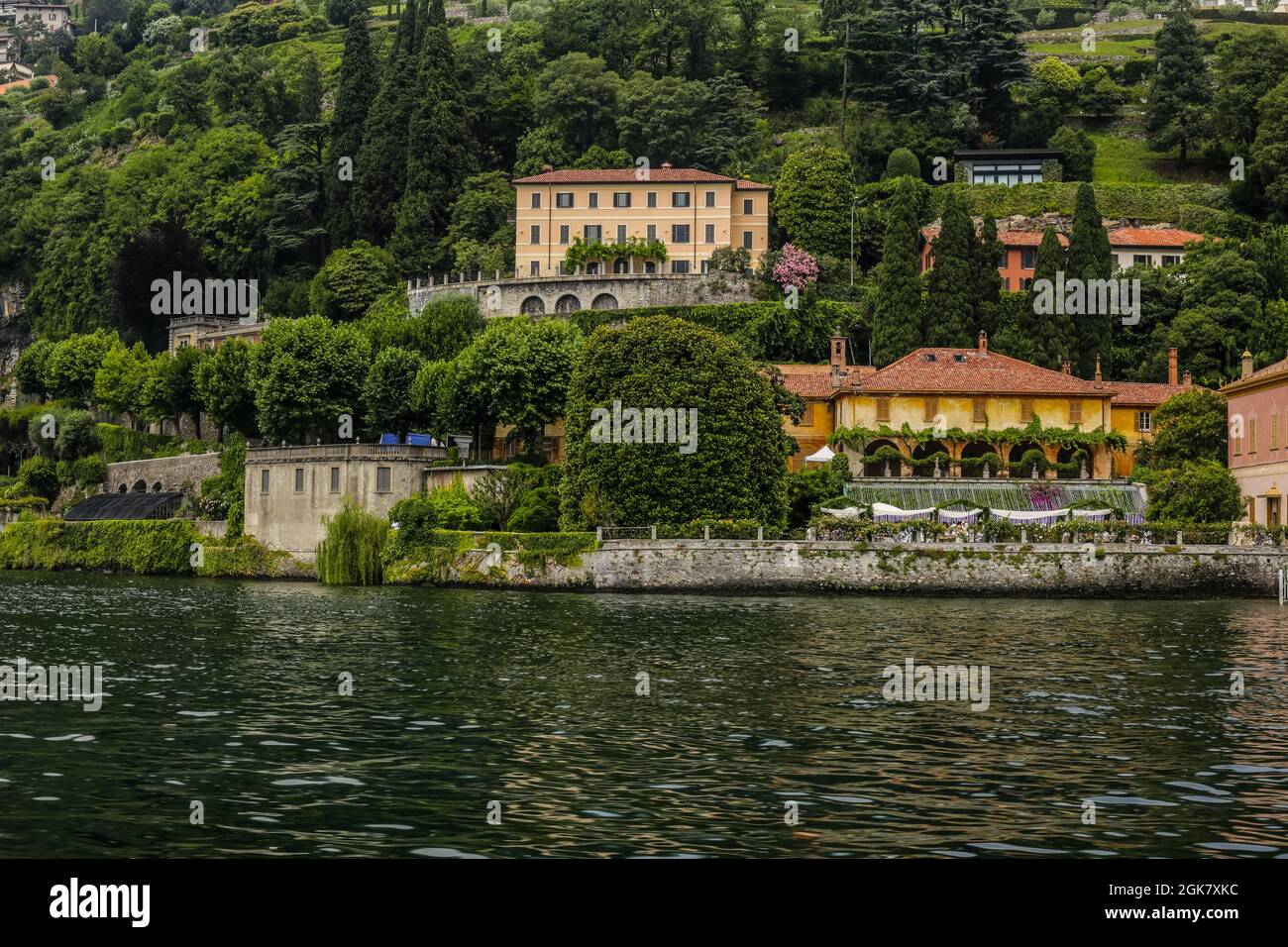View of Villas on Lake Como Stock Photo - Alamy