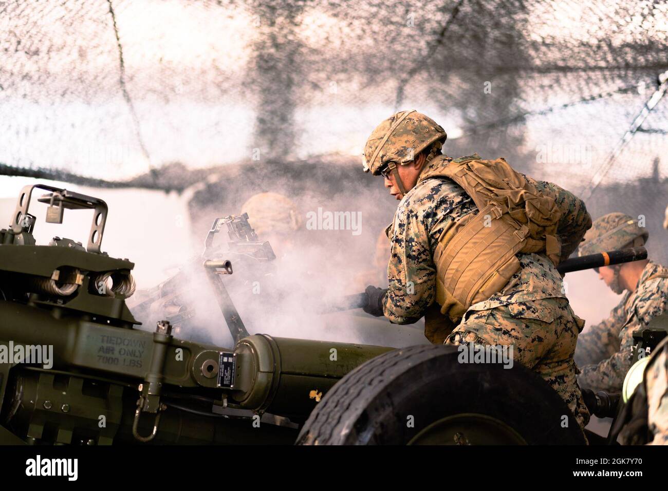 U.S. Marine Lance Cpl. Angel Rivera, an artilleryman with 1st Battalion ...