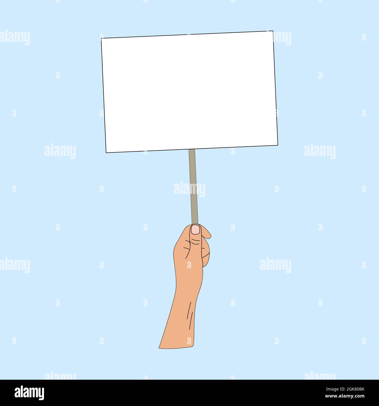 Hand holding a poster, vector illustration of hand draw Stock Vector ...