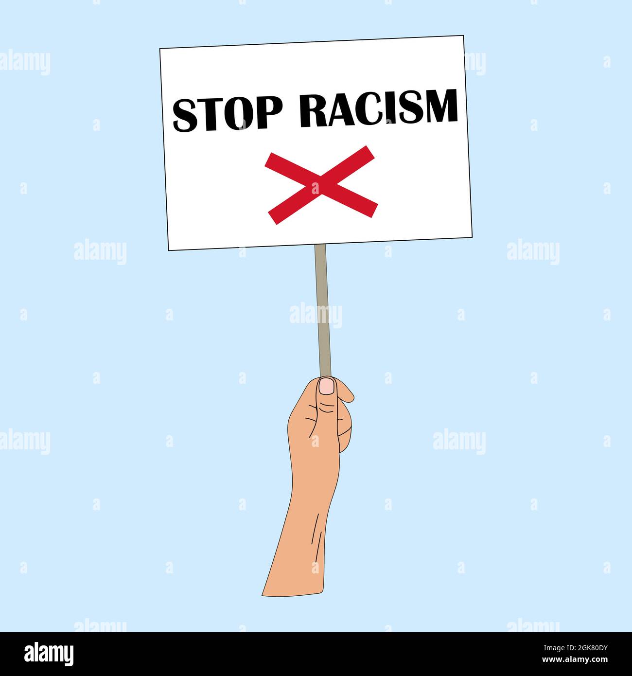 Hand holding poster with slogans against racism, vector illustration of ...