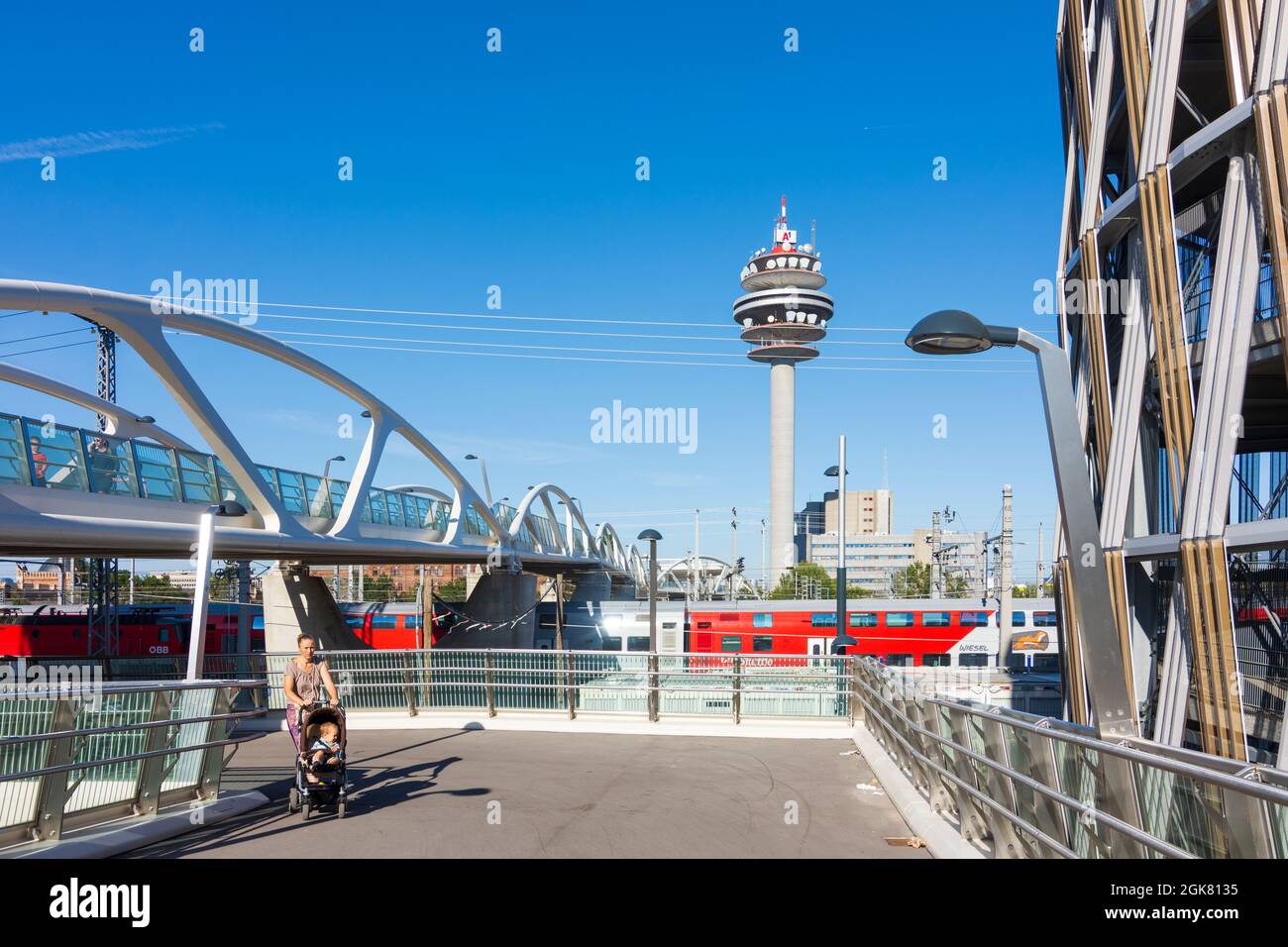 Wien, Vienna: radio tower Funkturm Wien-Arsenal, bridge Kurt-Heller ...