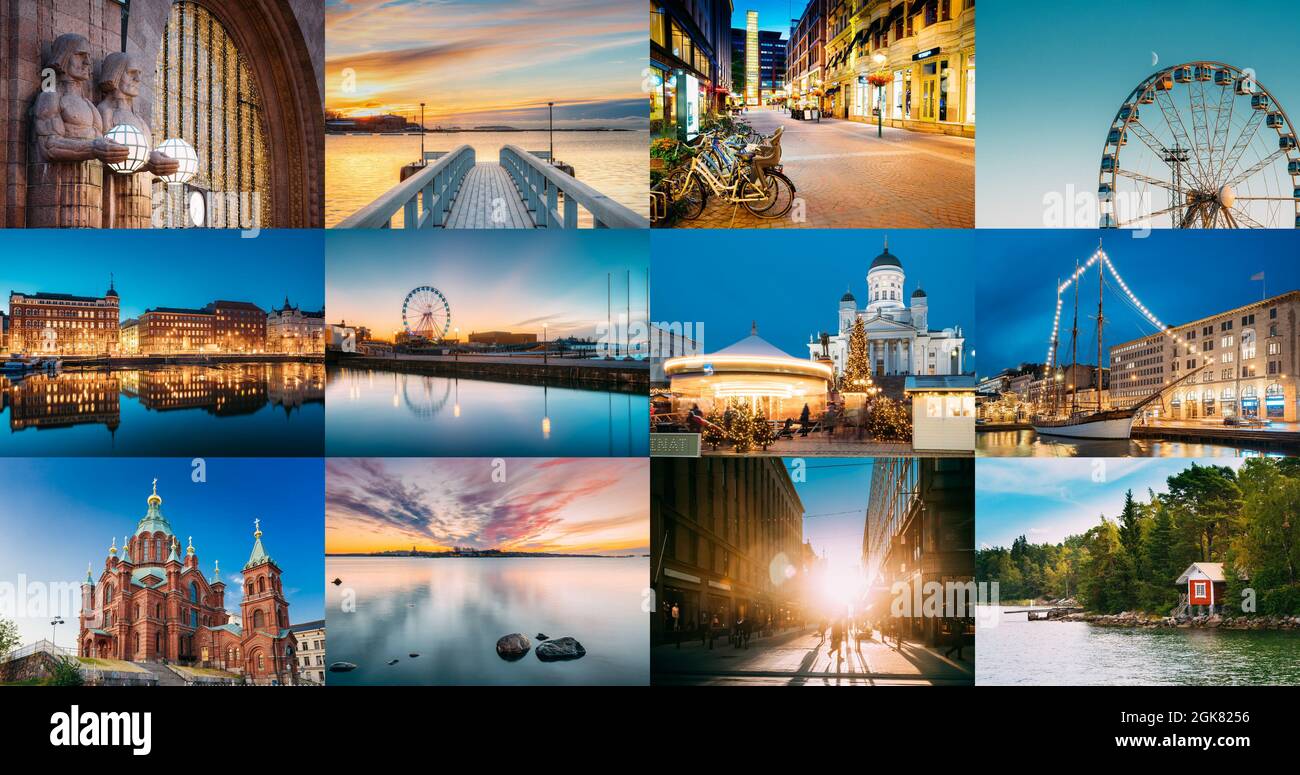 Travel Photos Set Bunch Pack Helsinki, Finland. Famous Popular Places ...