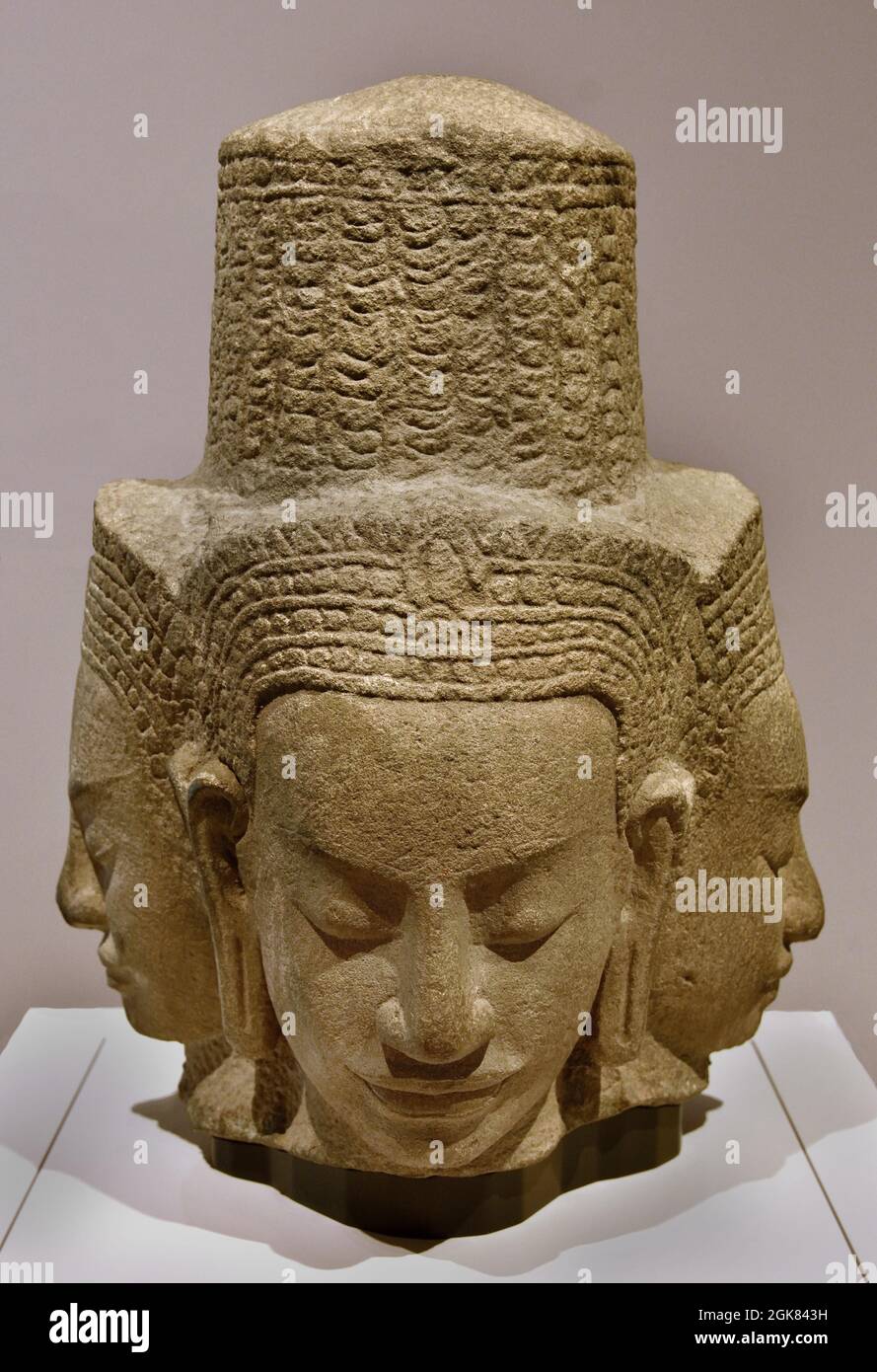 Head of a deity with four faces Cambodia, Angkor 1175-1250 Sandstone ...