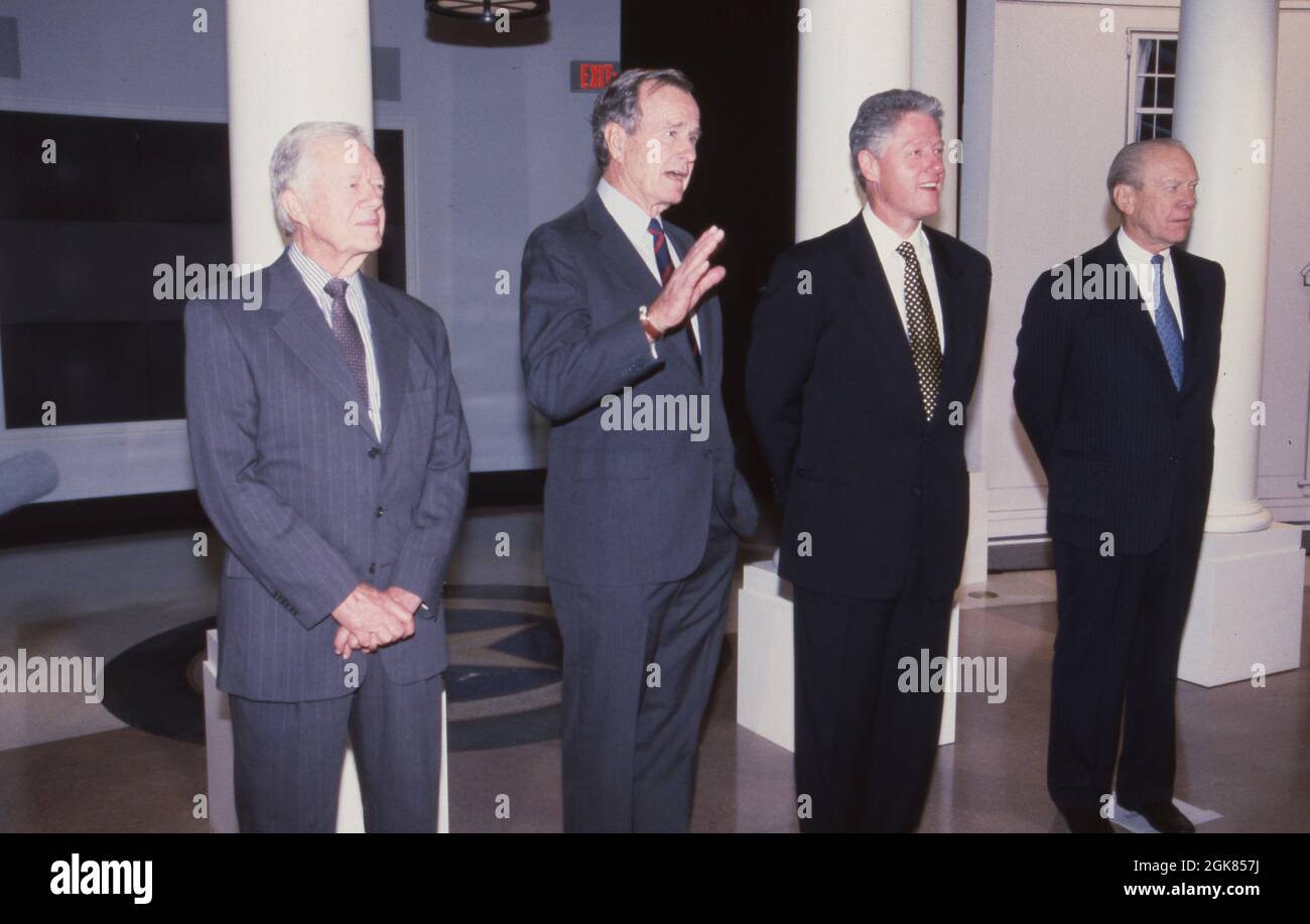 ©1997 The four living presidents at the time gather for the ...