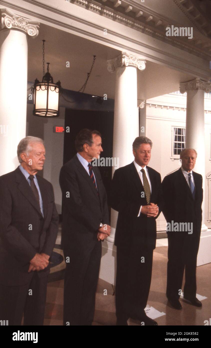 ©1997 The four living presidents at the time gather for the ...