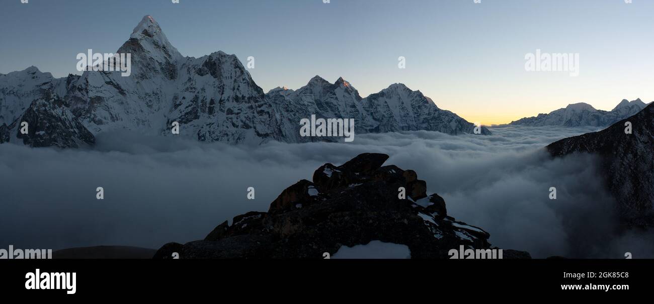 evening or night view of Ama Dablam - trek to Everest Base Camp - Nepal ...