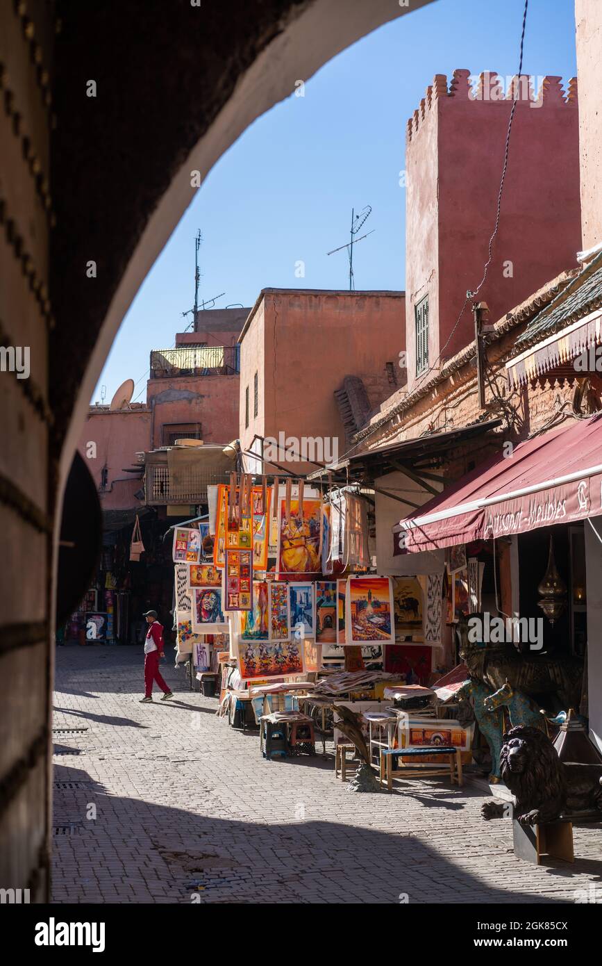 Street scene in the souk Semmarine, Marrakech, Morocco, Africa Stock ...
