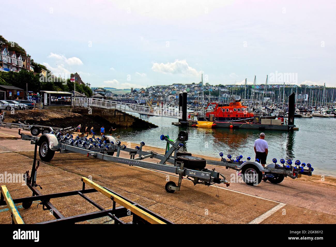 A scenic view of Brixham harbour and Marina Stock Photo - Alamy