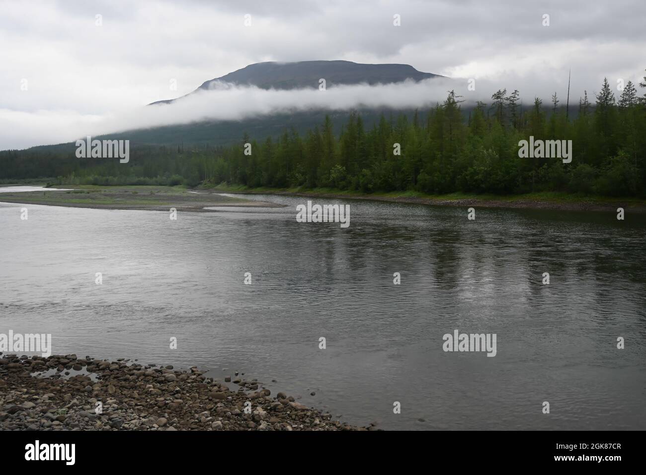 The Muksun River on the Putorana Plateau. River summer landscape of the ...