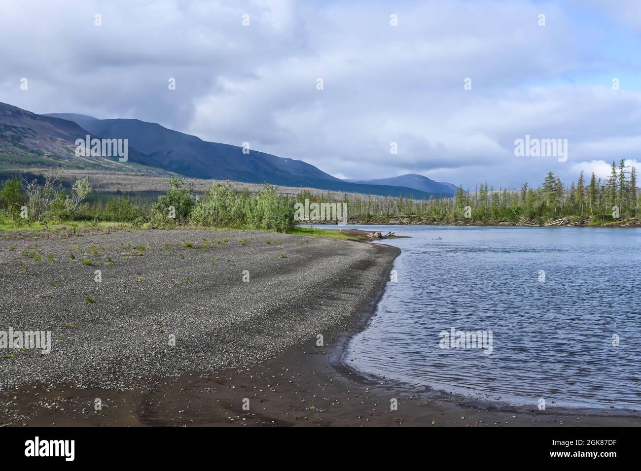 The Muksun River on the Putorana Plateau. River summer landscape of the ...