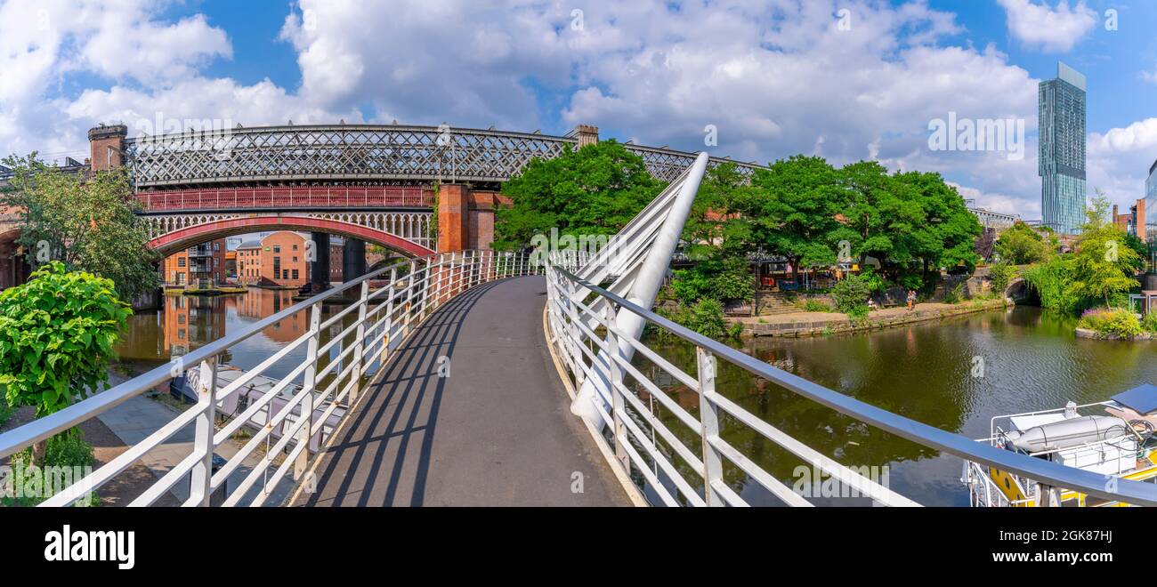 View of 301 Deansgate and walk bridge over Castlefield Canal ...