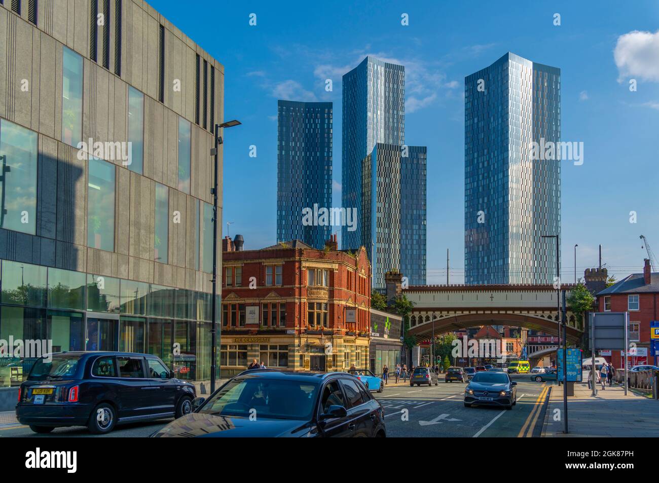 View of contemporary and traditional architecture on Deansgate ...