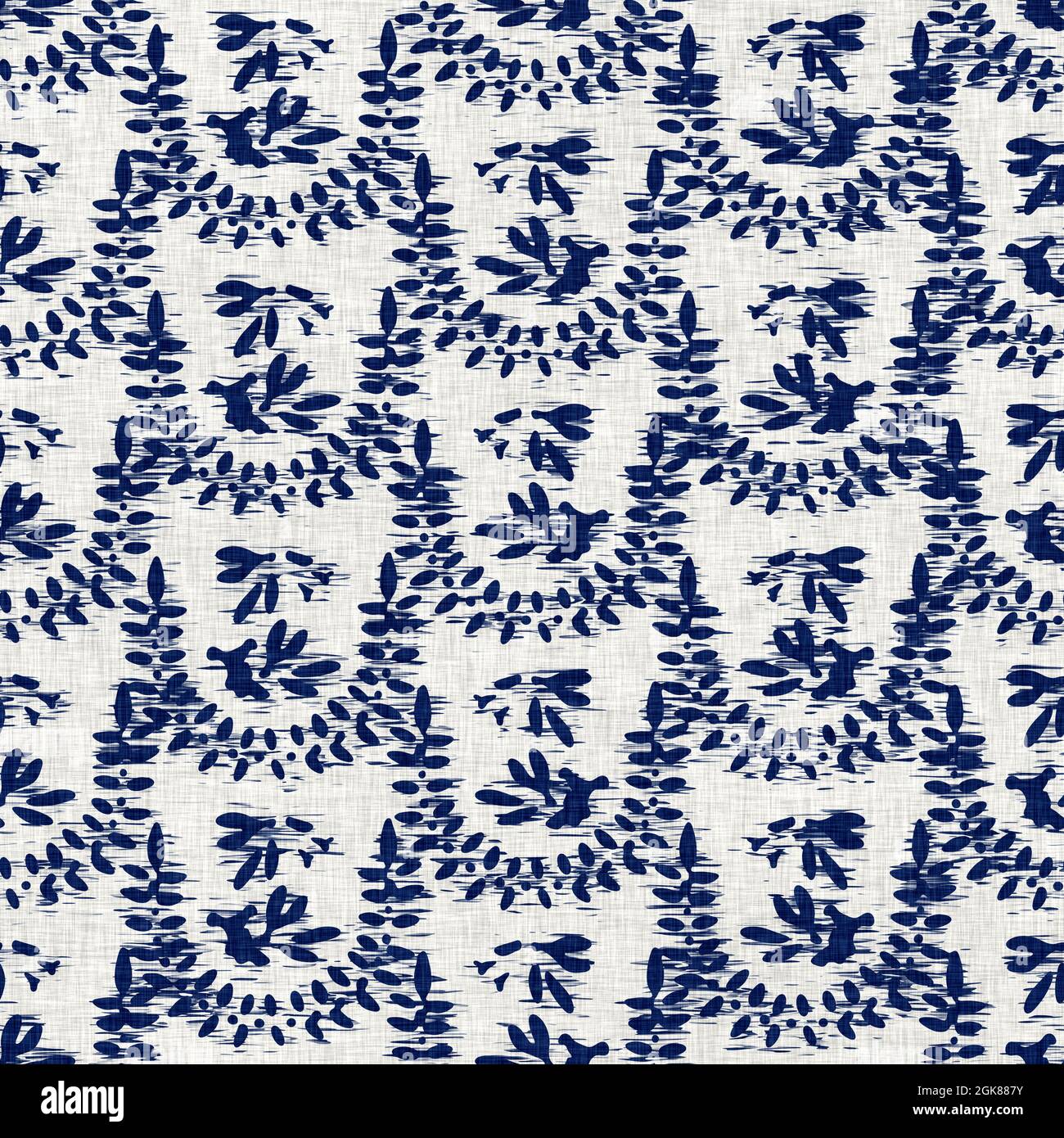 Indigo dyed fabric flower pattern texture. Seamless textile fashion ...
