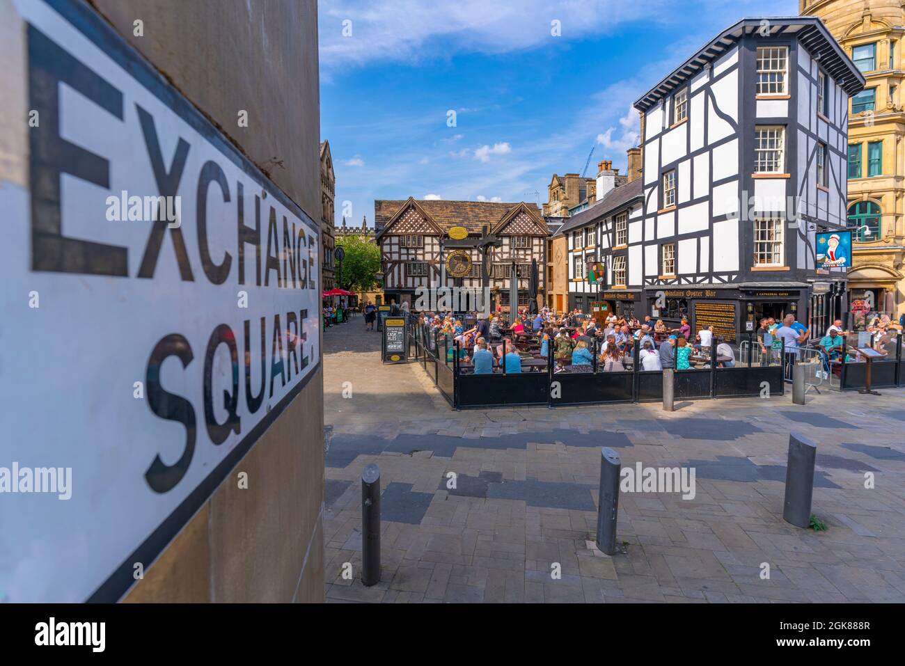 View of buildings in Exchange Square, Manchester, Lancashire, England ...