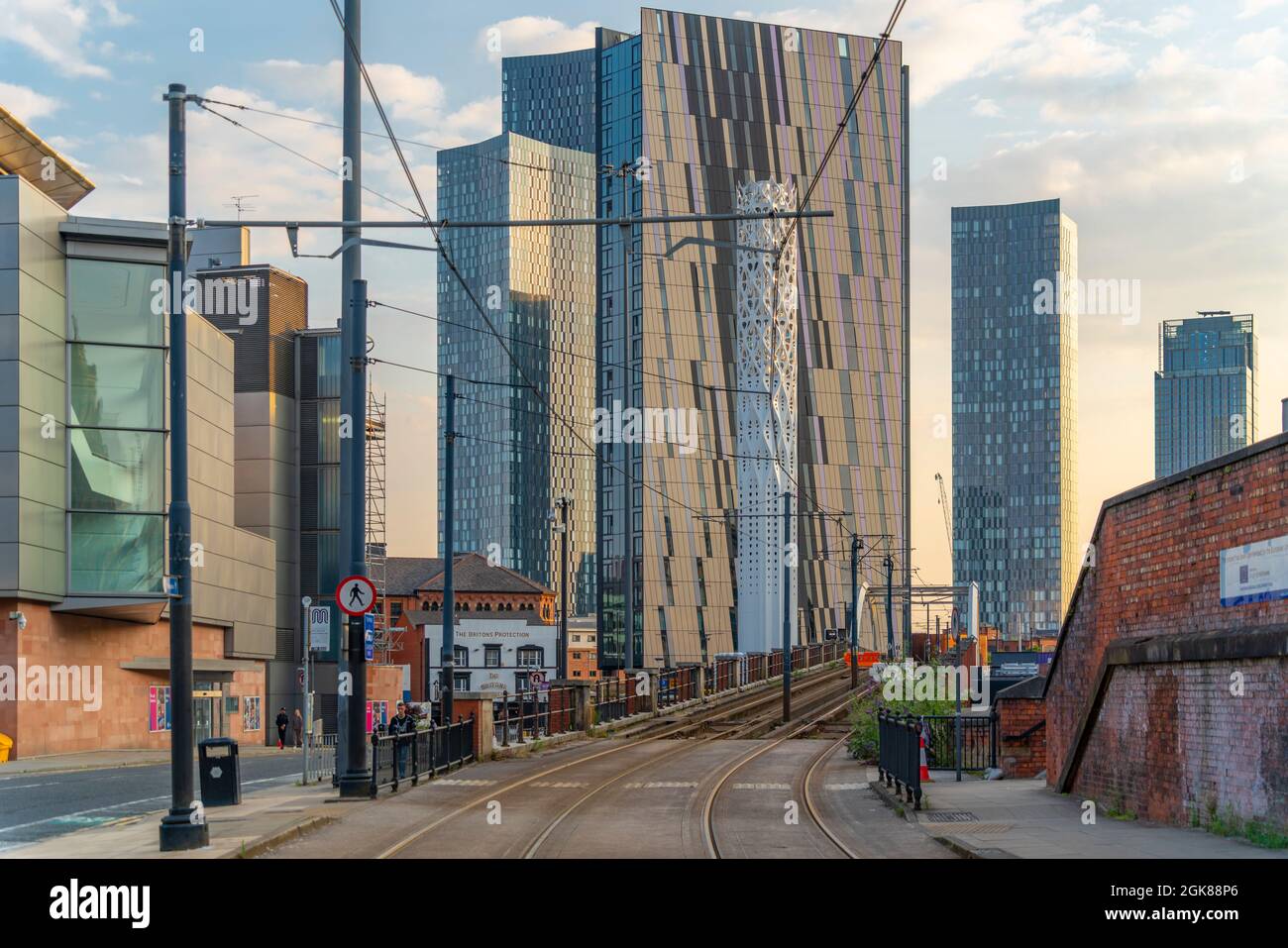 View of contemporary architecture from Mosley Street, Manchester ...