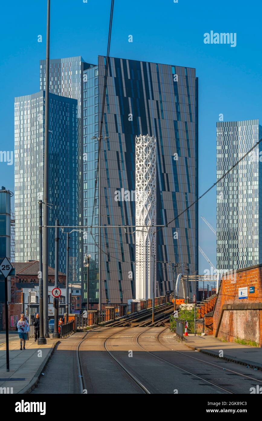 View of contemporary architecture from Mosley Street, Manchester ...