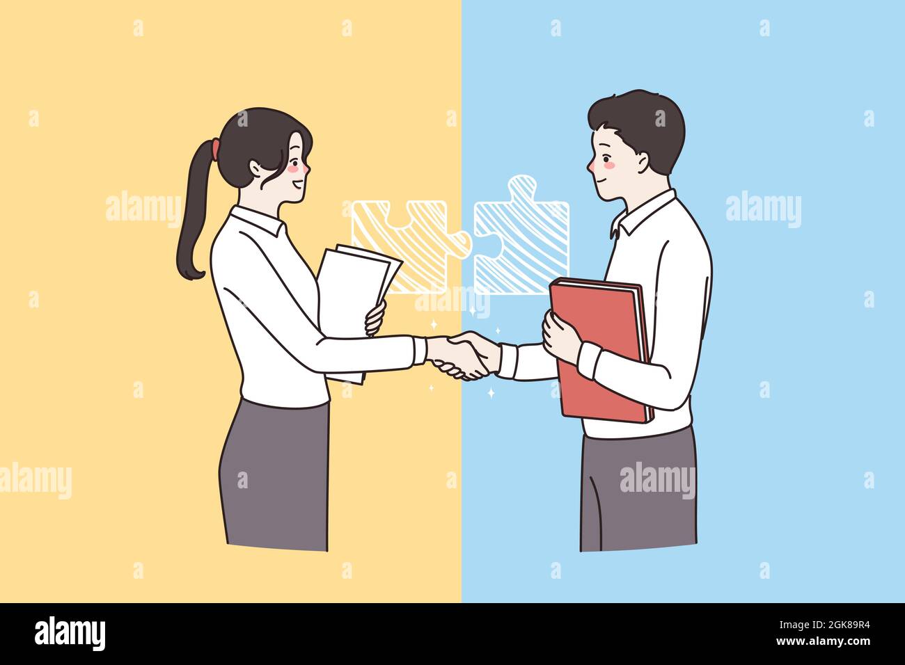 Man woman computer documents Stock Vector Images - Alamy