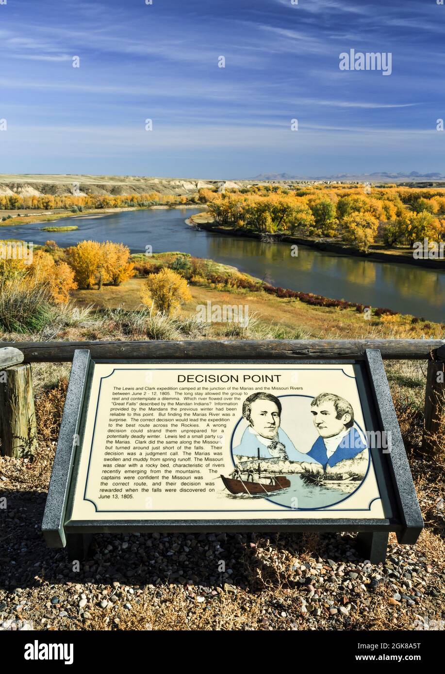 kiosk at decision point above the confluence of the missouri and marias ...