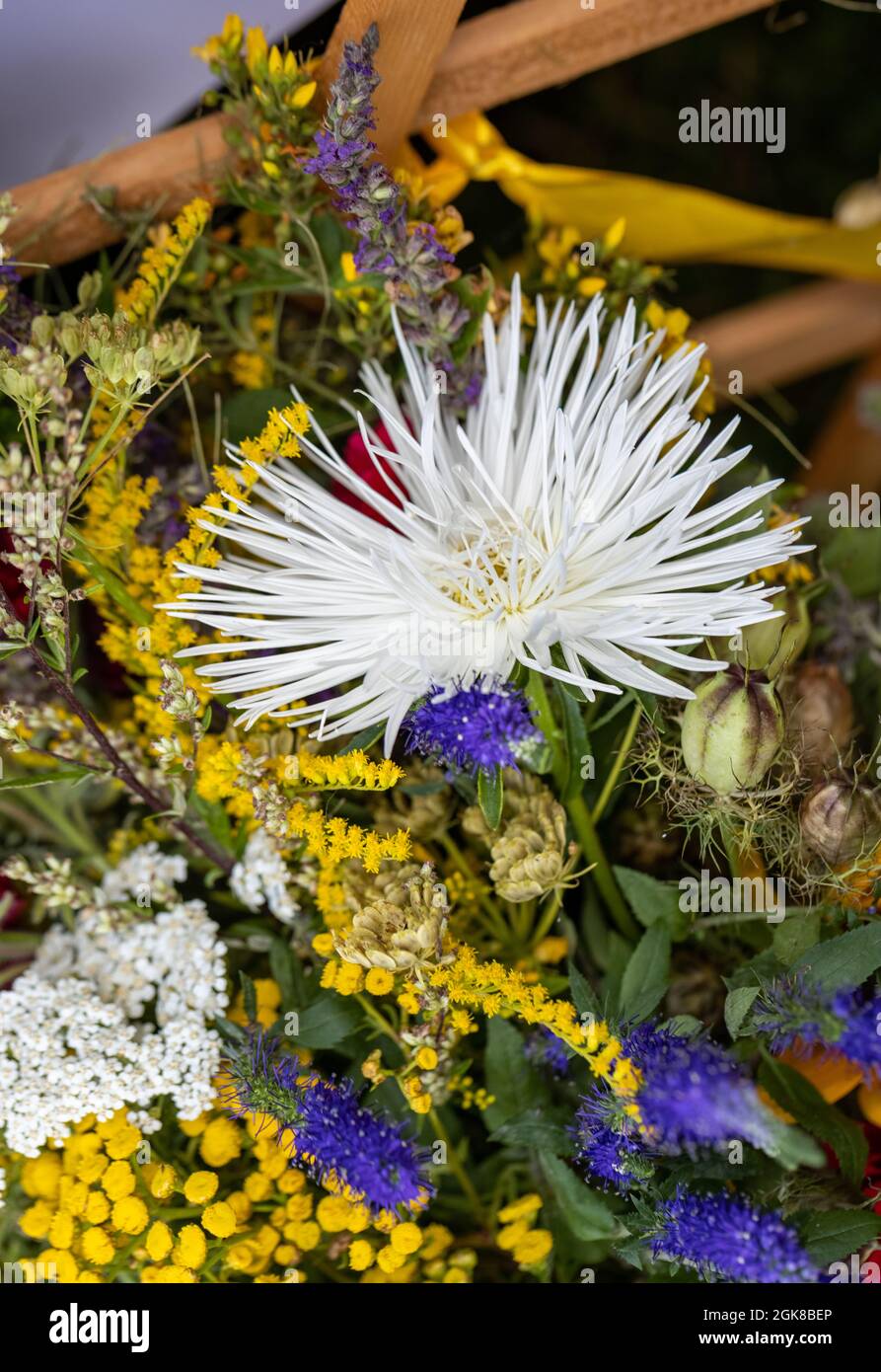 Traditional bouquet of flowers, herbs and fruits that are the symbol of ...