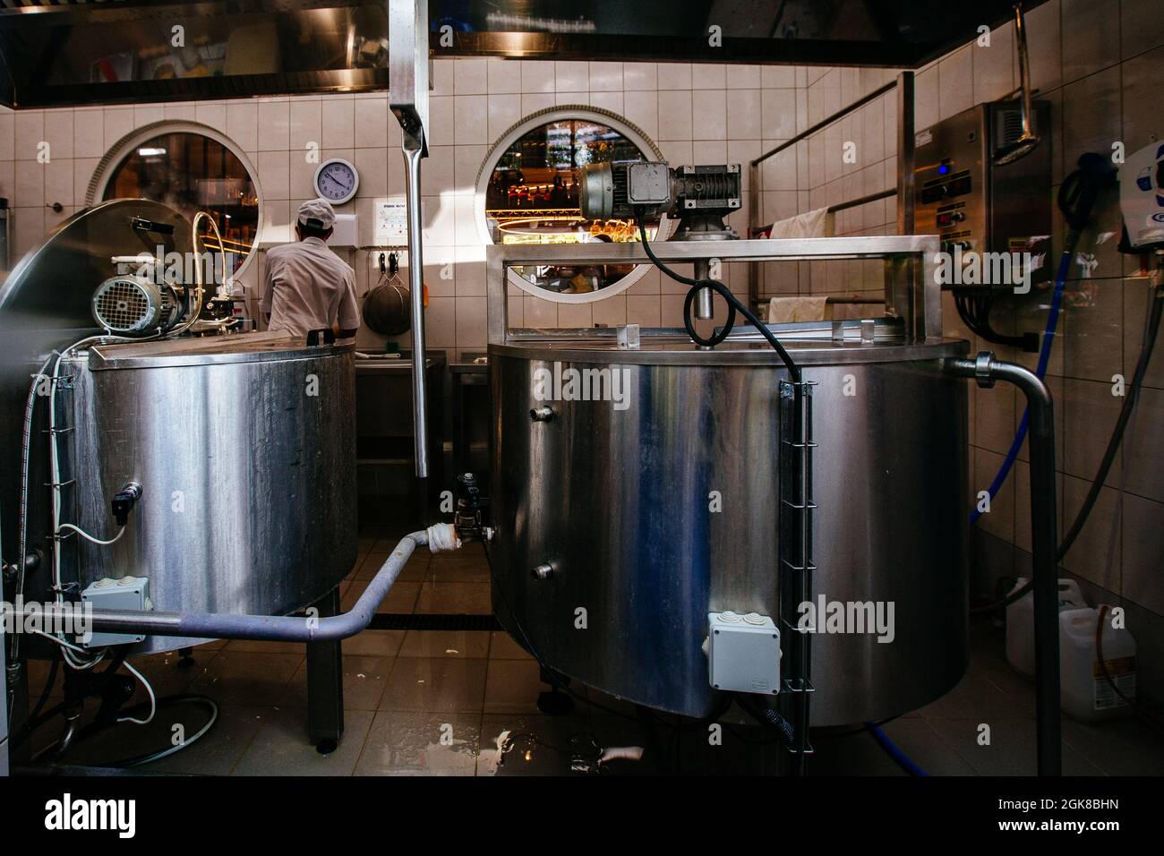 Craft cheese production line in the restaurant Stock Photo - Alamy