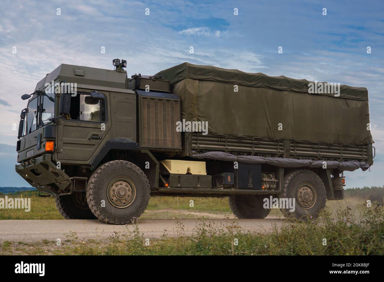 British army MAN SV 4x4 logistics lorry in action on a military ...