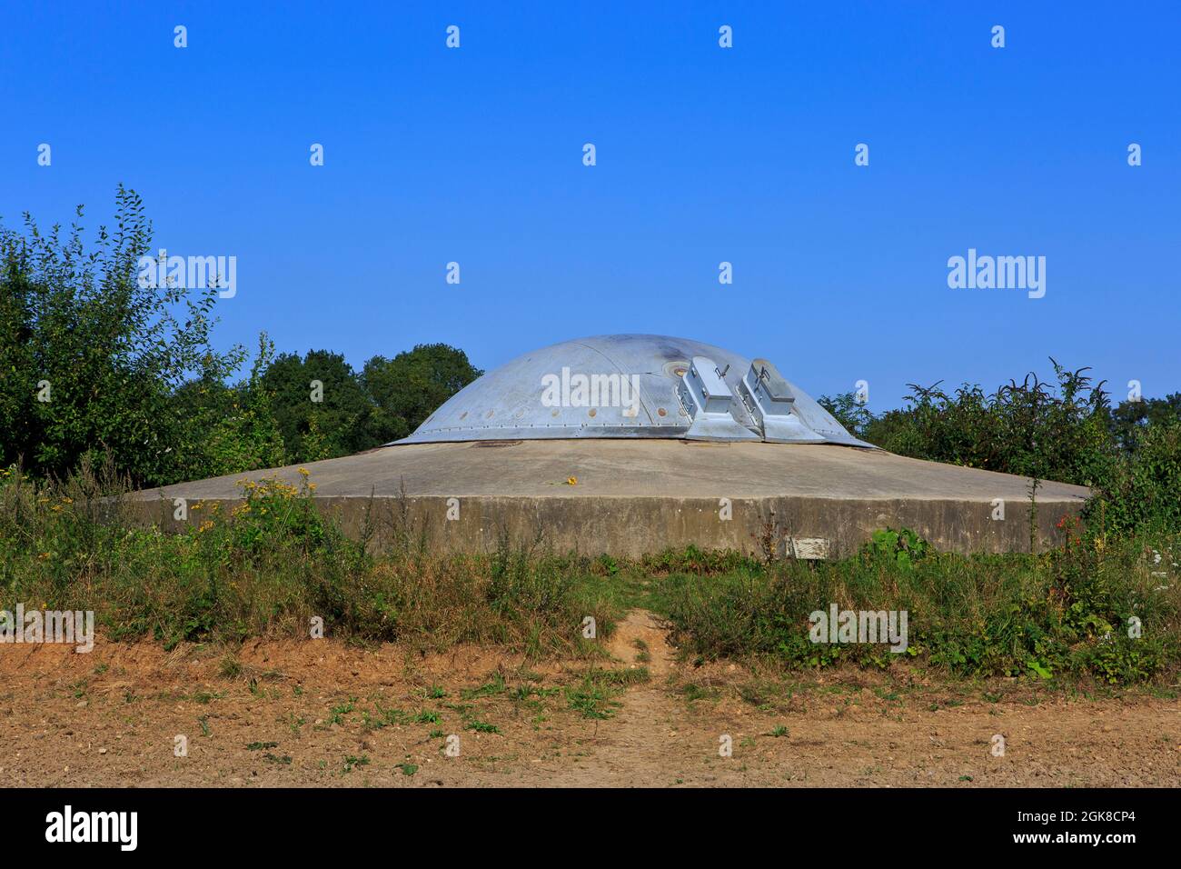 A 75mm turret at the Second World War Fort Eben-Emael in Eben-Emael ...