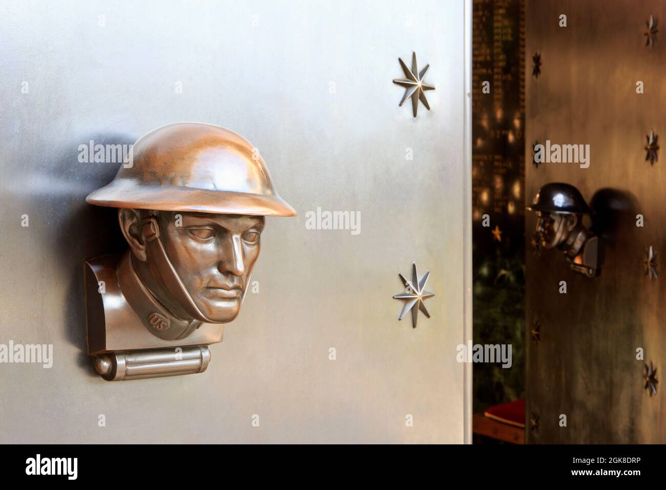 A small metal statue of a doughboy (American infantryman during World ...