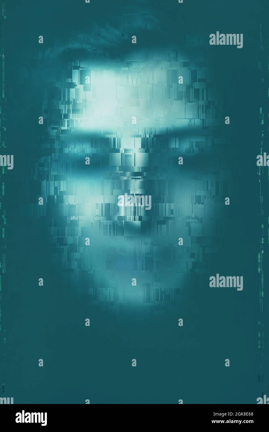 mysterious woman face scattered and with glitch effects Stock Photo - Alamy