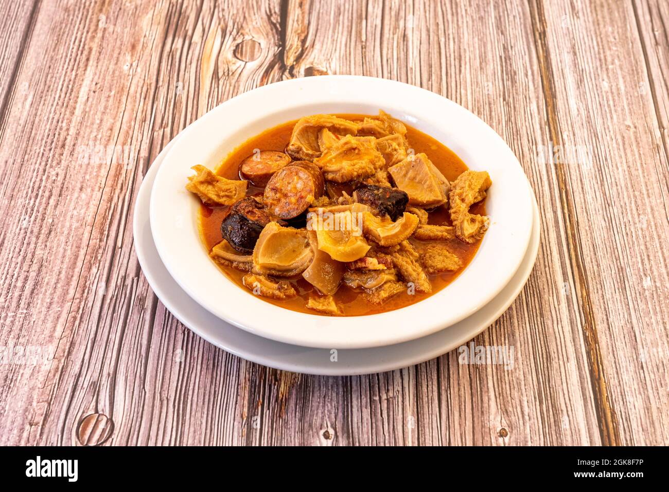 Delicious and popular Madrid-style tripe stew with beef tripe, chorizo ...