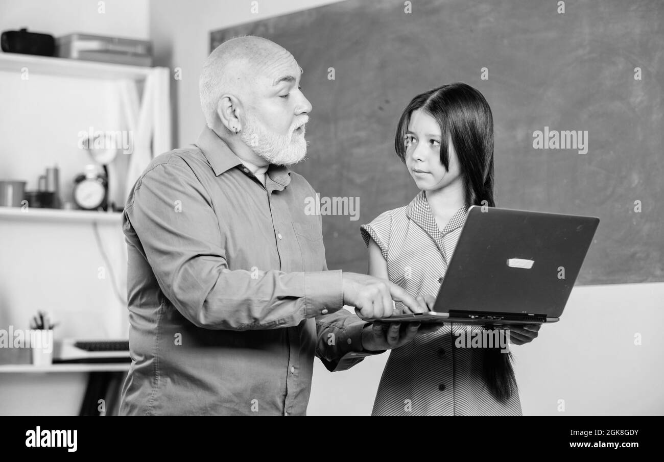 Pedagogue of digital science. Online lesson. Pedagogue friendly kind ...