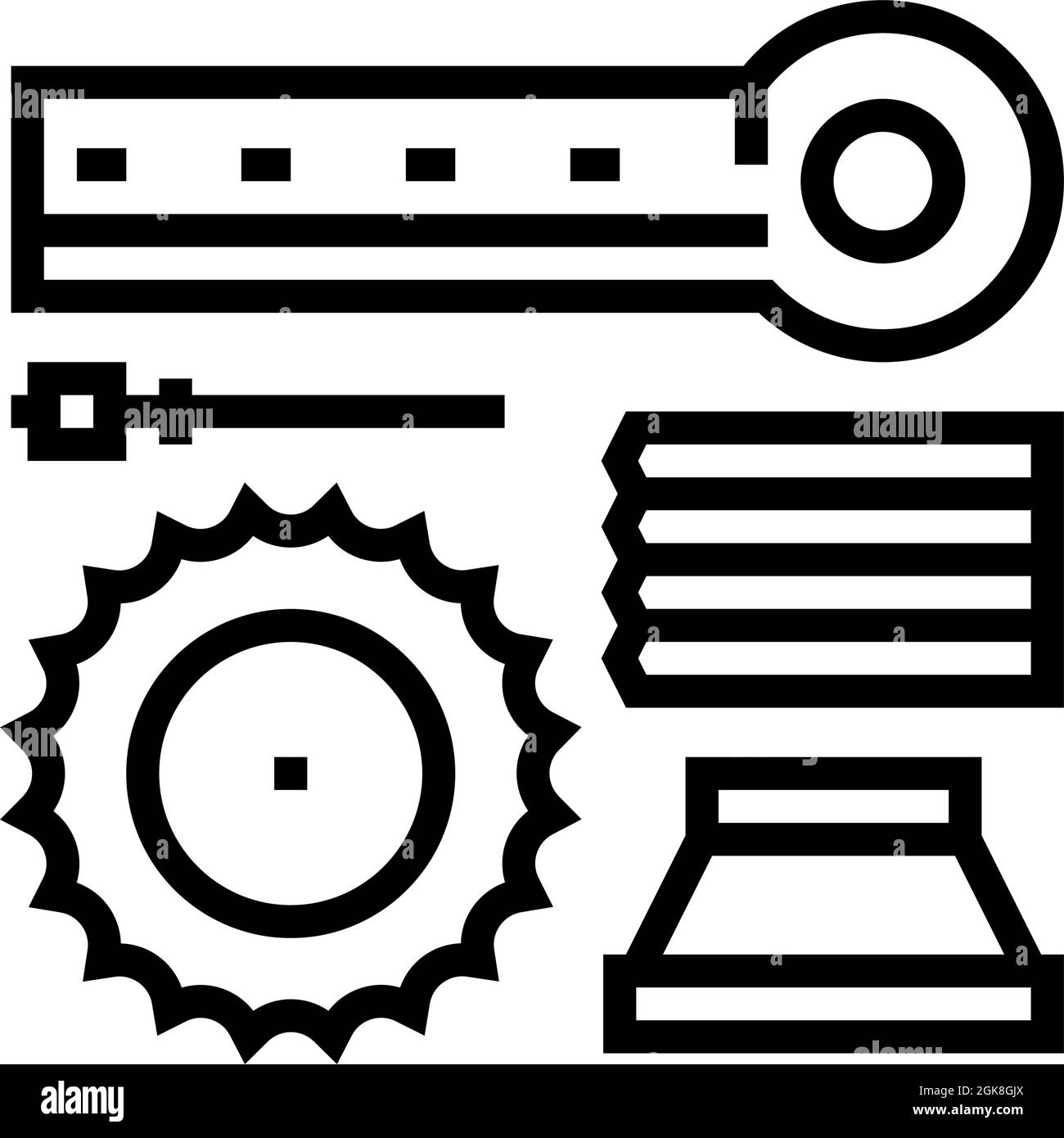 materials handling and crusher spare parts line icon vector ...