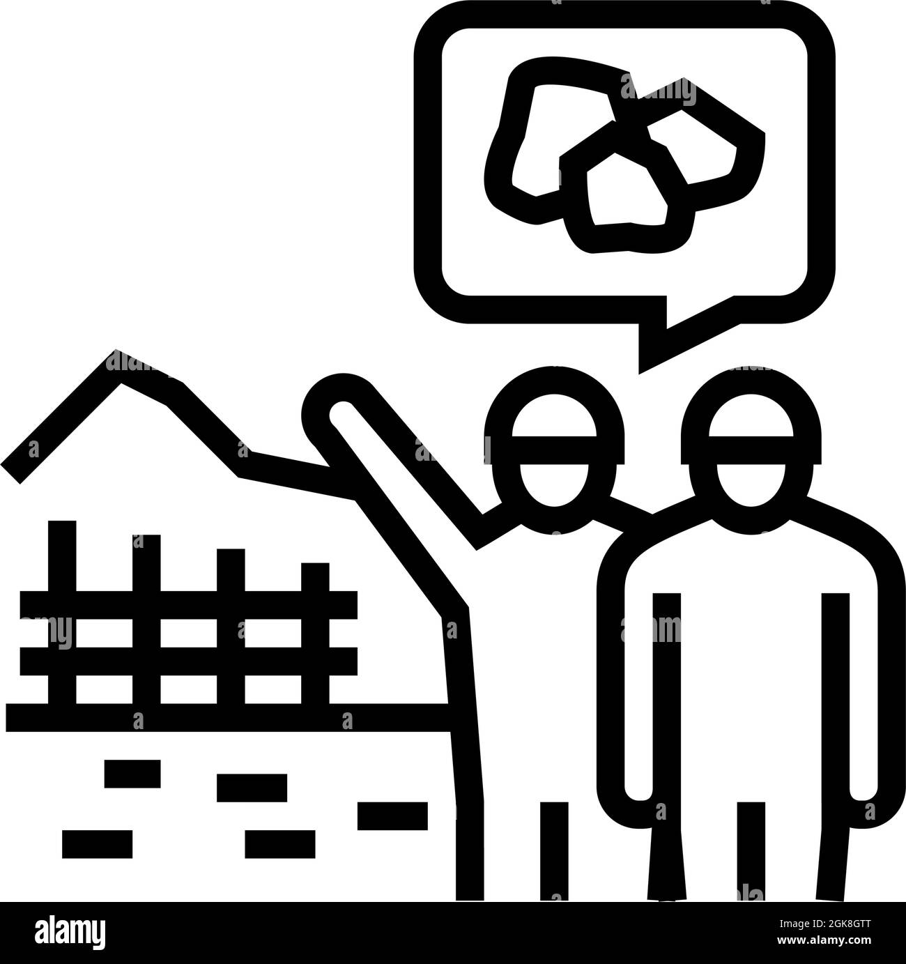 construction supervision and monitoring line icon vector illustration ...