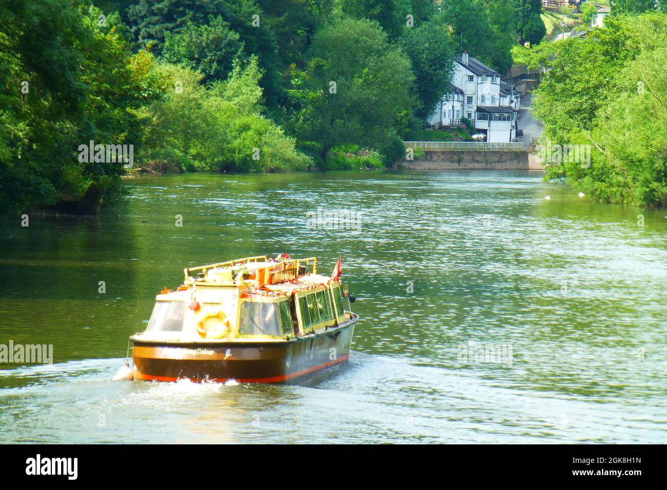 Boat in the Forest of Dean Gloucestershire UK River Wye covered sailing ...