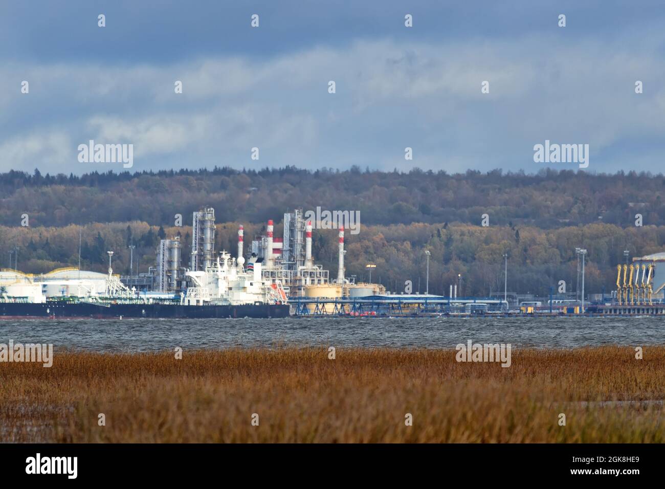 Ust-Luga oil terminal, Baltic pipeline system. Russia. View from the ...