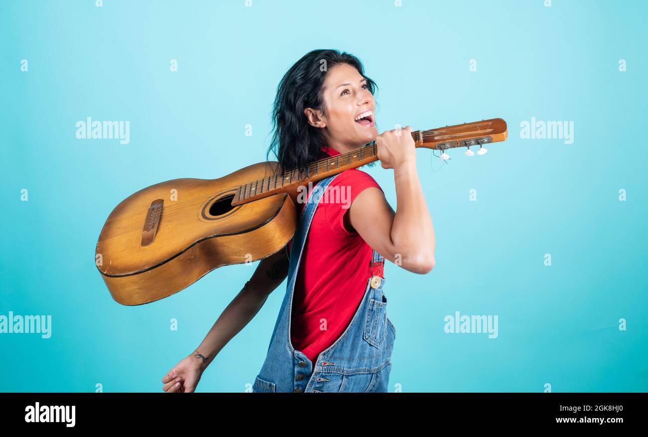 lets go. Singing Songs. talented musician. Lifestyle and People Concept ...