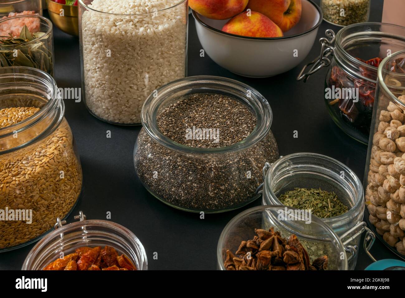 image of glass jars with haute cuisine ingredients ready for the ...
