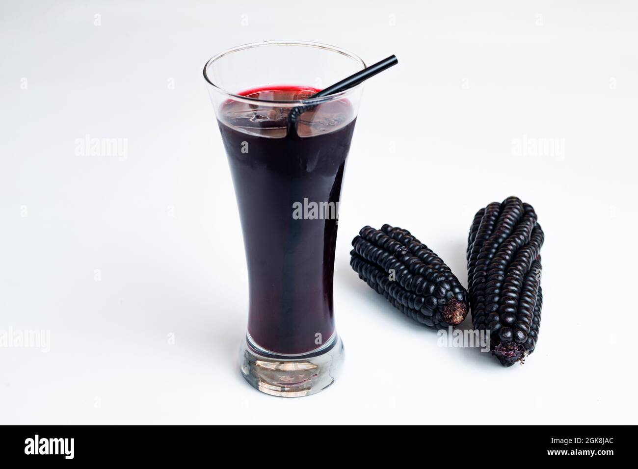 Image of superfood with juice from it. Peruvian chicha morada with ...
