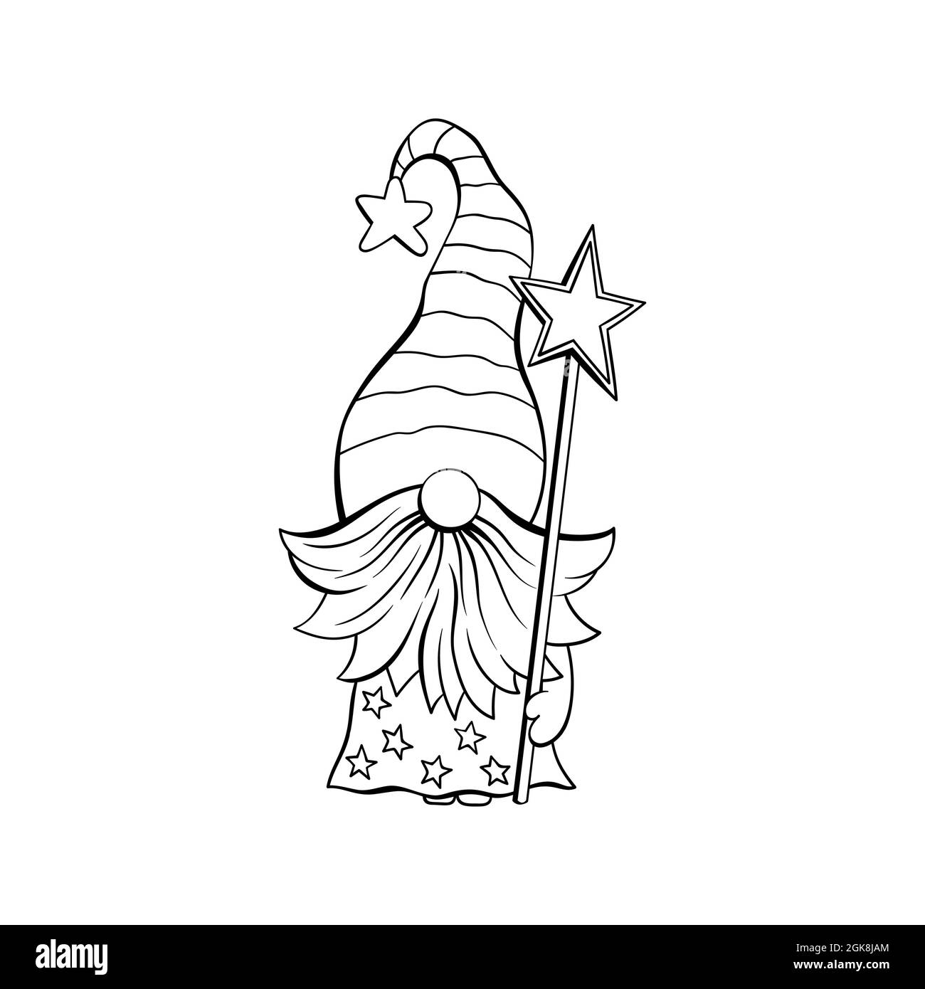 Night Gnome contour drawing illustration Stock Vector Image & Art - Alamy