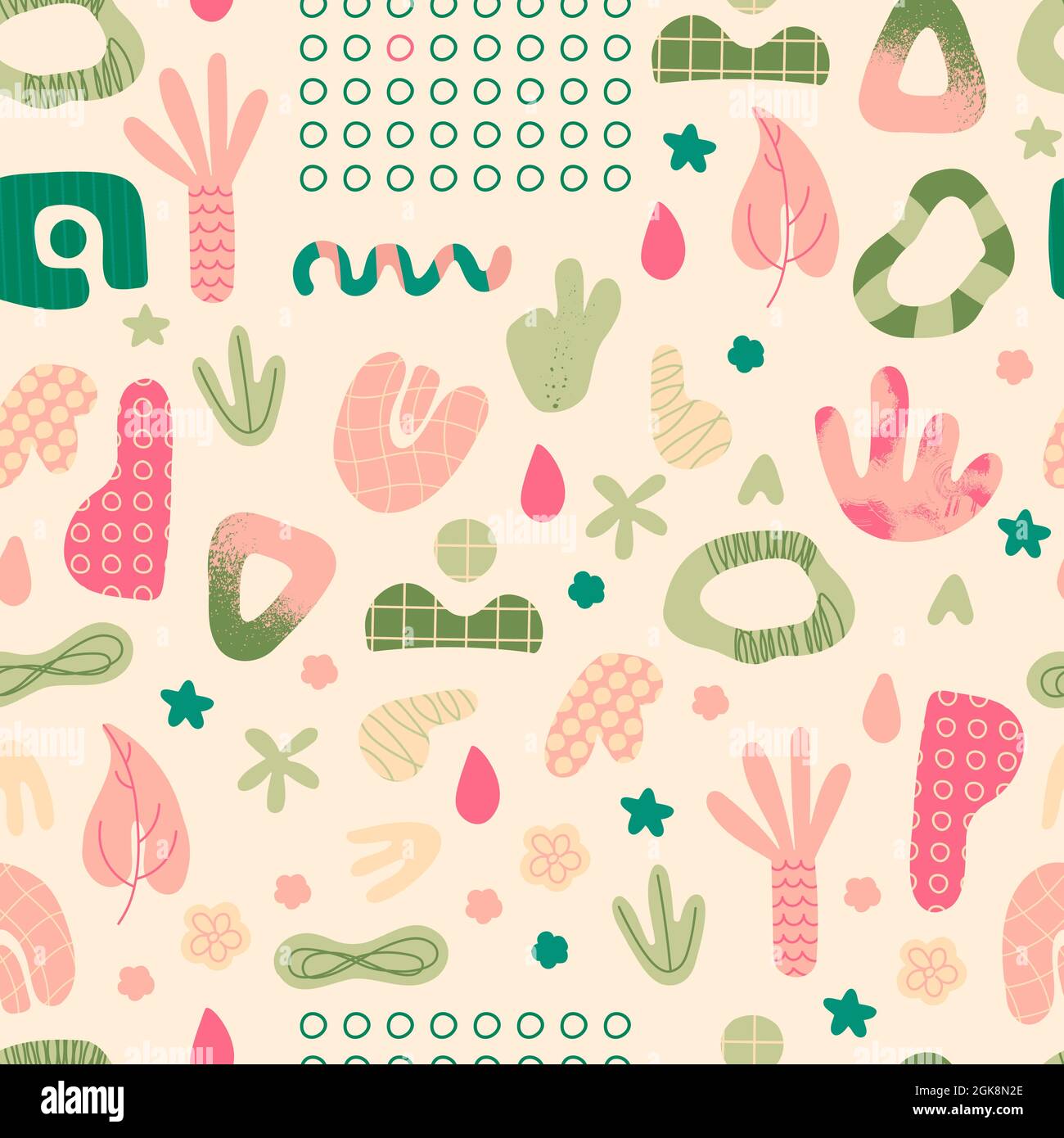 Abstract shapes seamless pattern. Hand drawn trendy doodles. Repeating ...