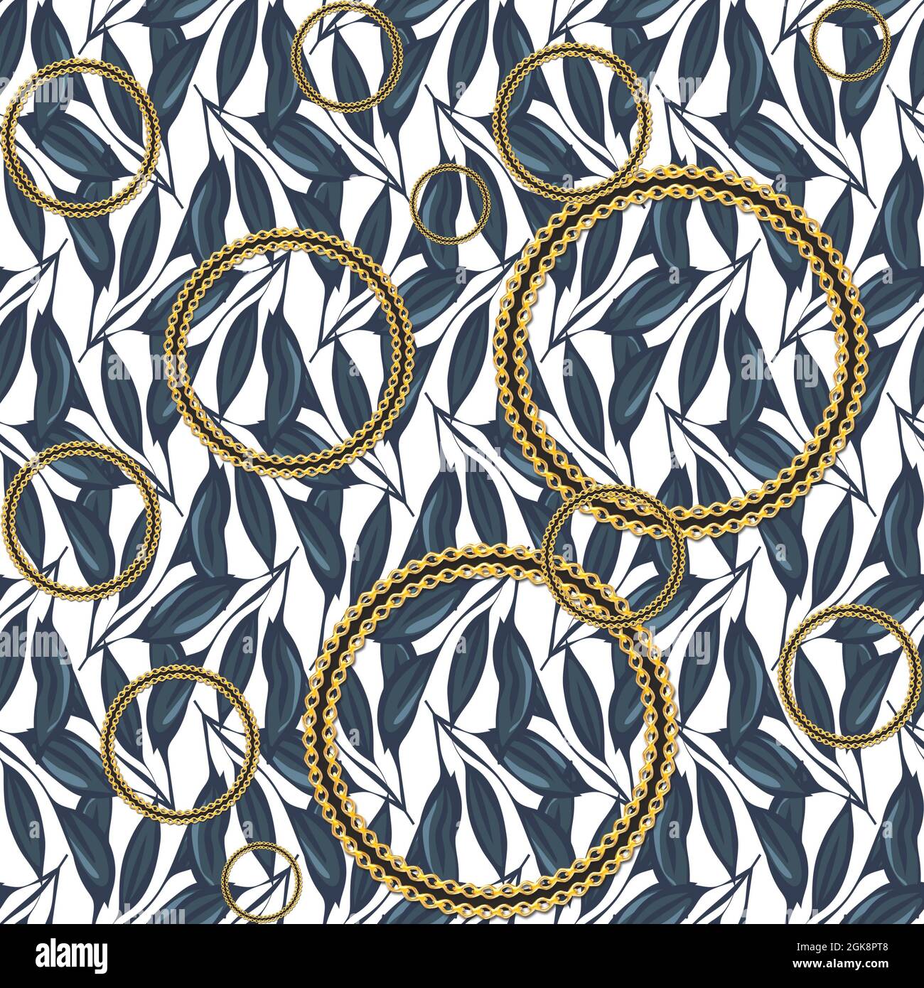 Repeatable Golden Circles and Colored Background with Spring Leaves ...