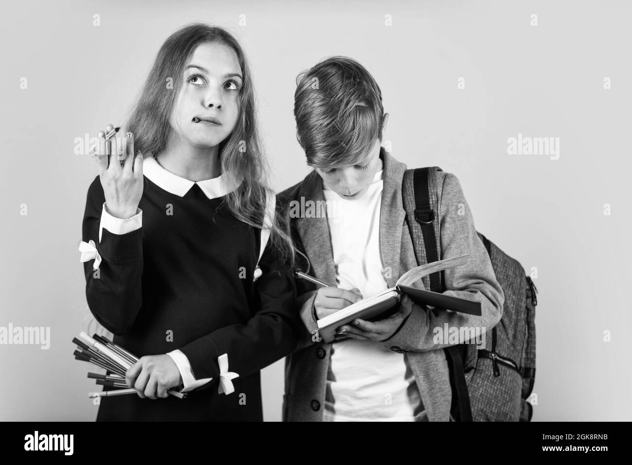 Study together. Student ready for lessons. Regular school program ...