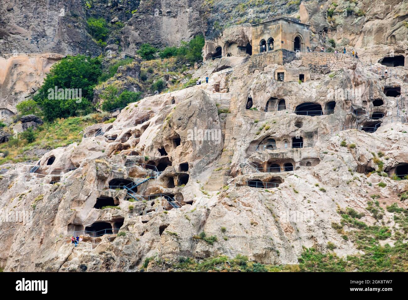 Scenic view of Vardzia caves complex in Georgia historic heritage in ...