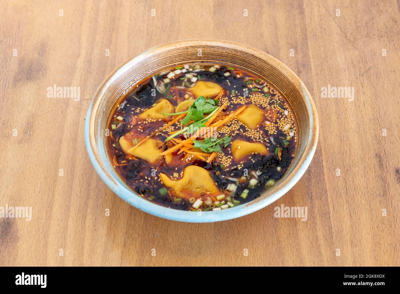 Japanese patty soup, with seaweed, semisa, parsley, chives, shredded ...