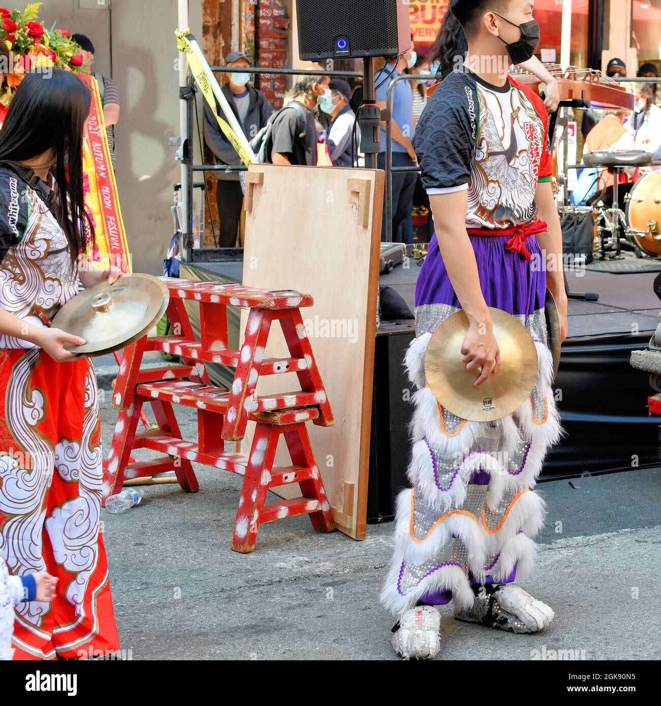 Lion dance musicians with traditional Chinese instruments at the 2021 ...