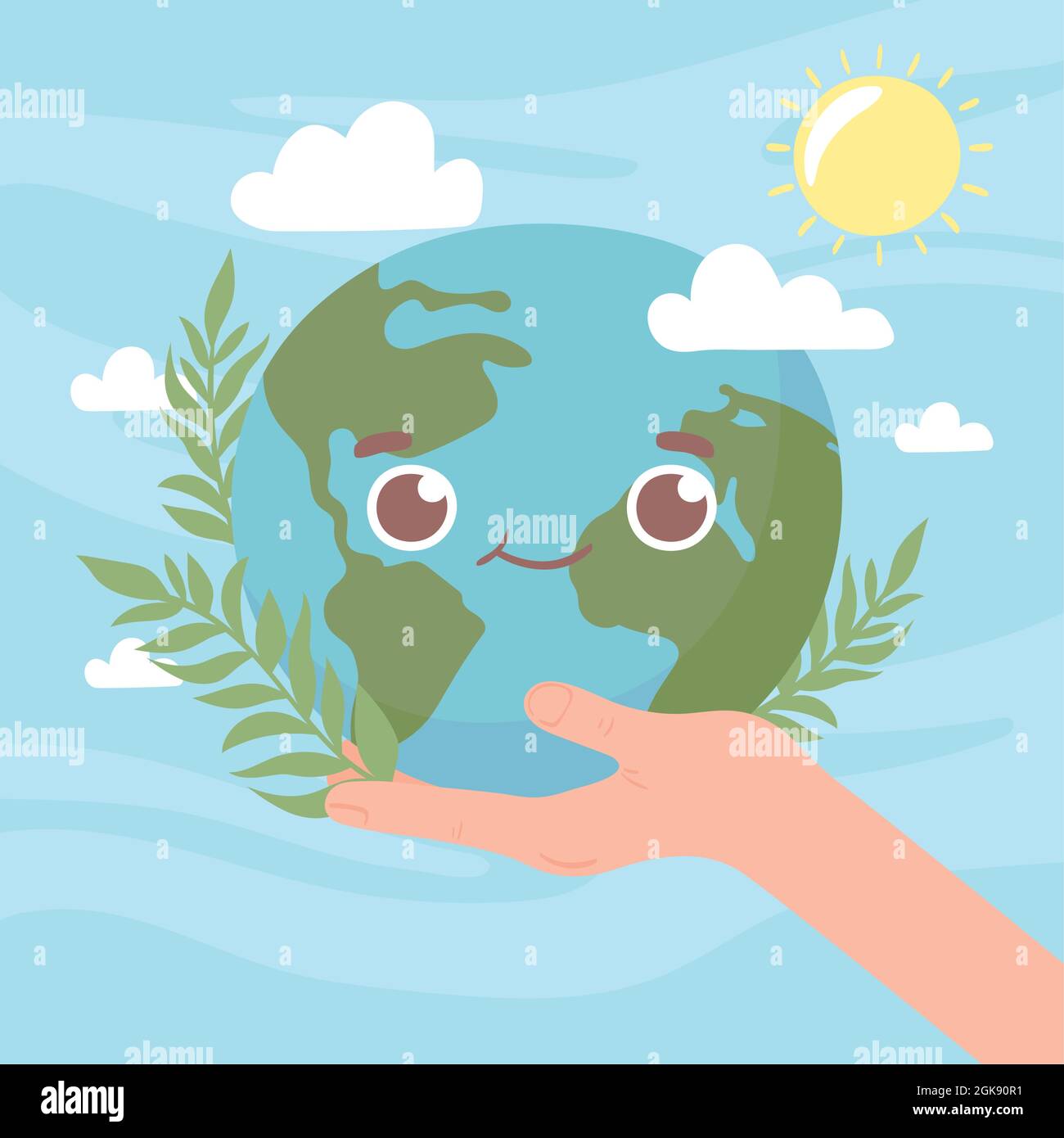 hand holding cute world Stock Vector Image & Art - Alamy