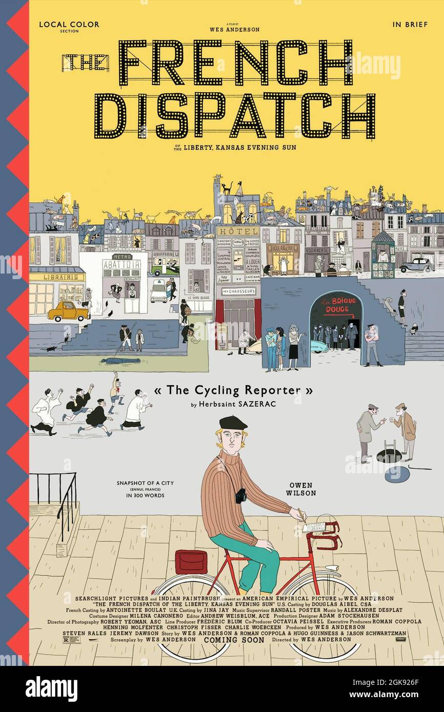 THE FRENCH DISPATCH, US poster, Owen Wilson (front), 2021 ...