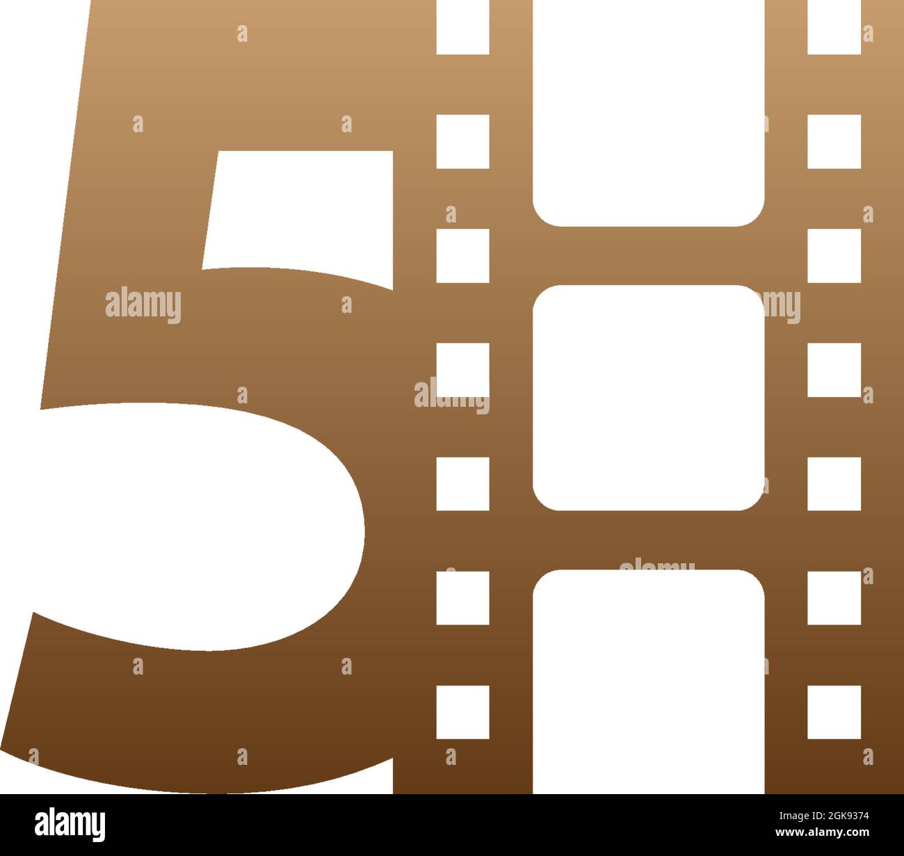 Number 5 with film strip icon logo design template illustration Stock ...