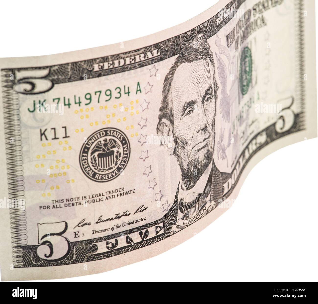 5 Dollar bills, USA Stock Photo - Alamy